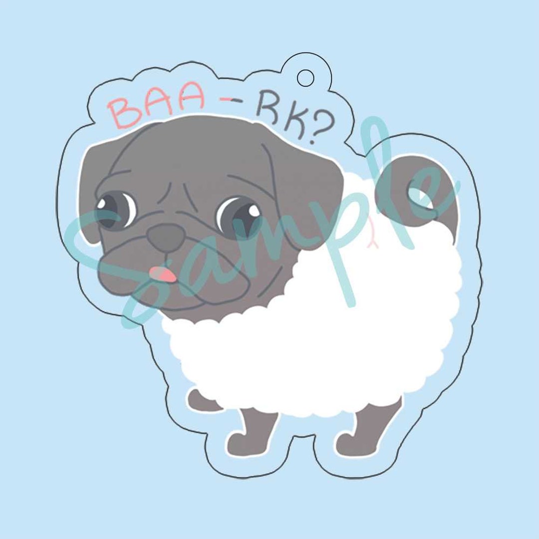 Pug Sheep Cute Acrylic Keychain Charm - Etsy