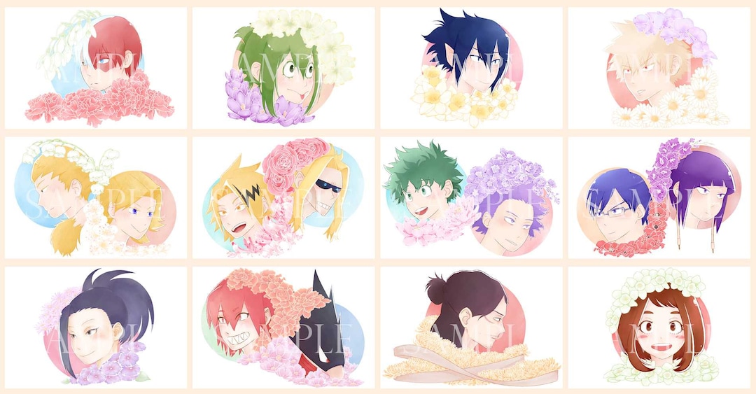BNHA Birth Flower Postcards Holographic - Etsy