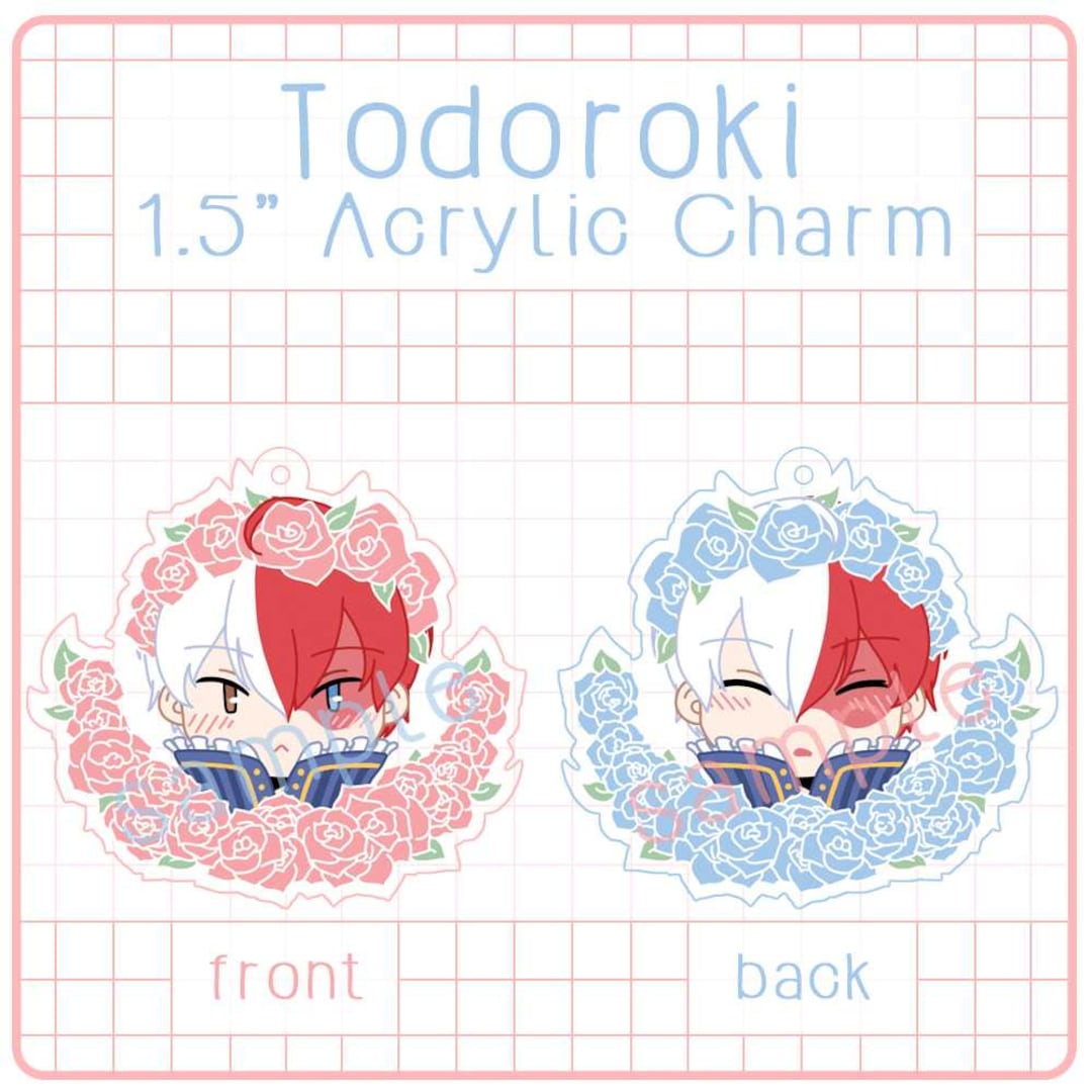 Todoroki Fantasy Flower Double Sided Acrylic Keychain Charm - Etsy