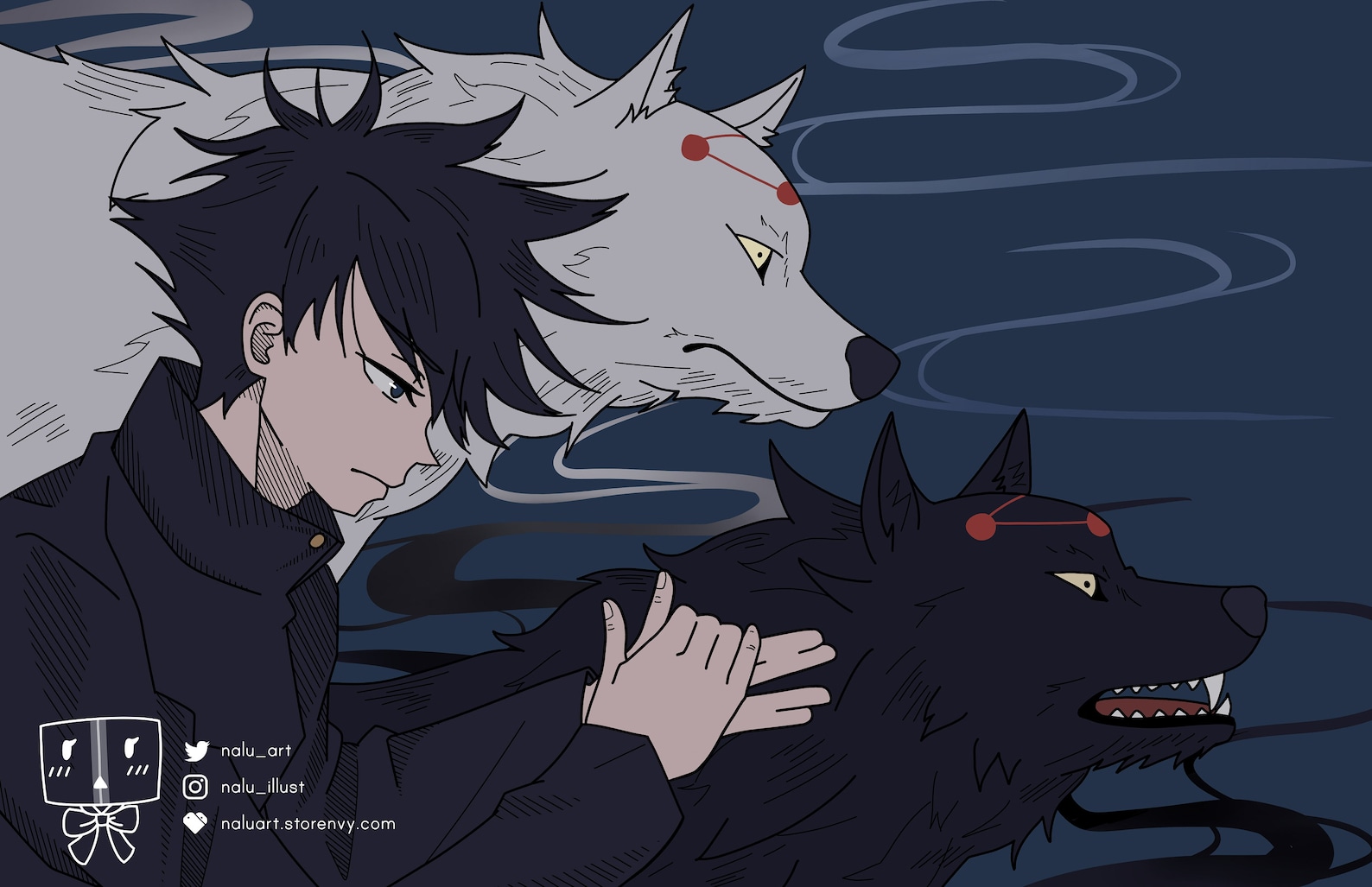 JJK Megumi Fushiguro Divine Dogs Print - Etsy