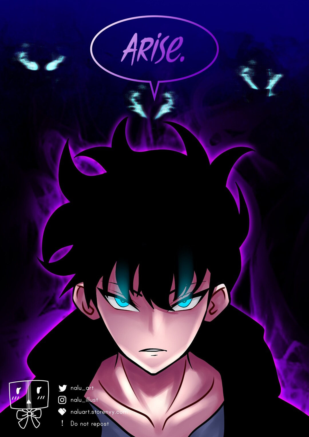 Solo Leveling "arise" Purple Metallic Foil Print - Etsy