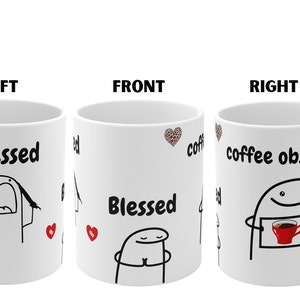Funny Meme Flork Coffee Mug, Funny Coffee Mug, Stressed, Blessed and ...