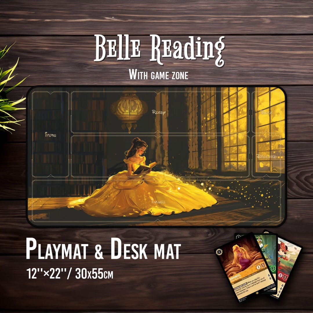 Playmat Inspiration Belle Bookworm With Zone Lorcana Card Game Desk Mat ...