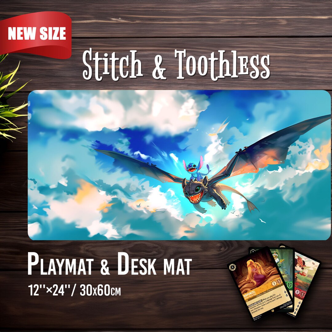 Playmat Stitch and Toothless - Lorcana Card Game With Zone Option - New ...