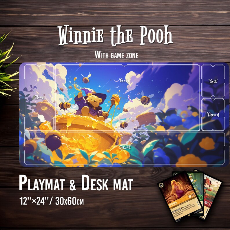 Winnie the Pooh Desk Mat With Zone Option - Lorcana TCG - Playmat - Etsy