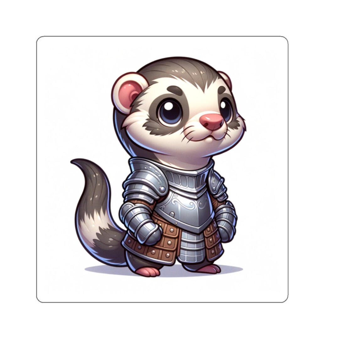 Ferret in Armour Cute Sticker for Anyone Water Bottle Laptop Craft D&D ...
