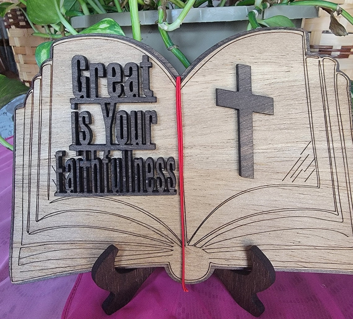 Memorial - Customizable Religious Wooden Laser Engraved Looking Open ...