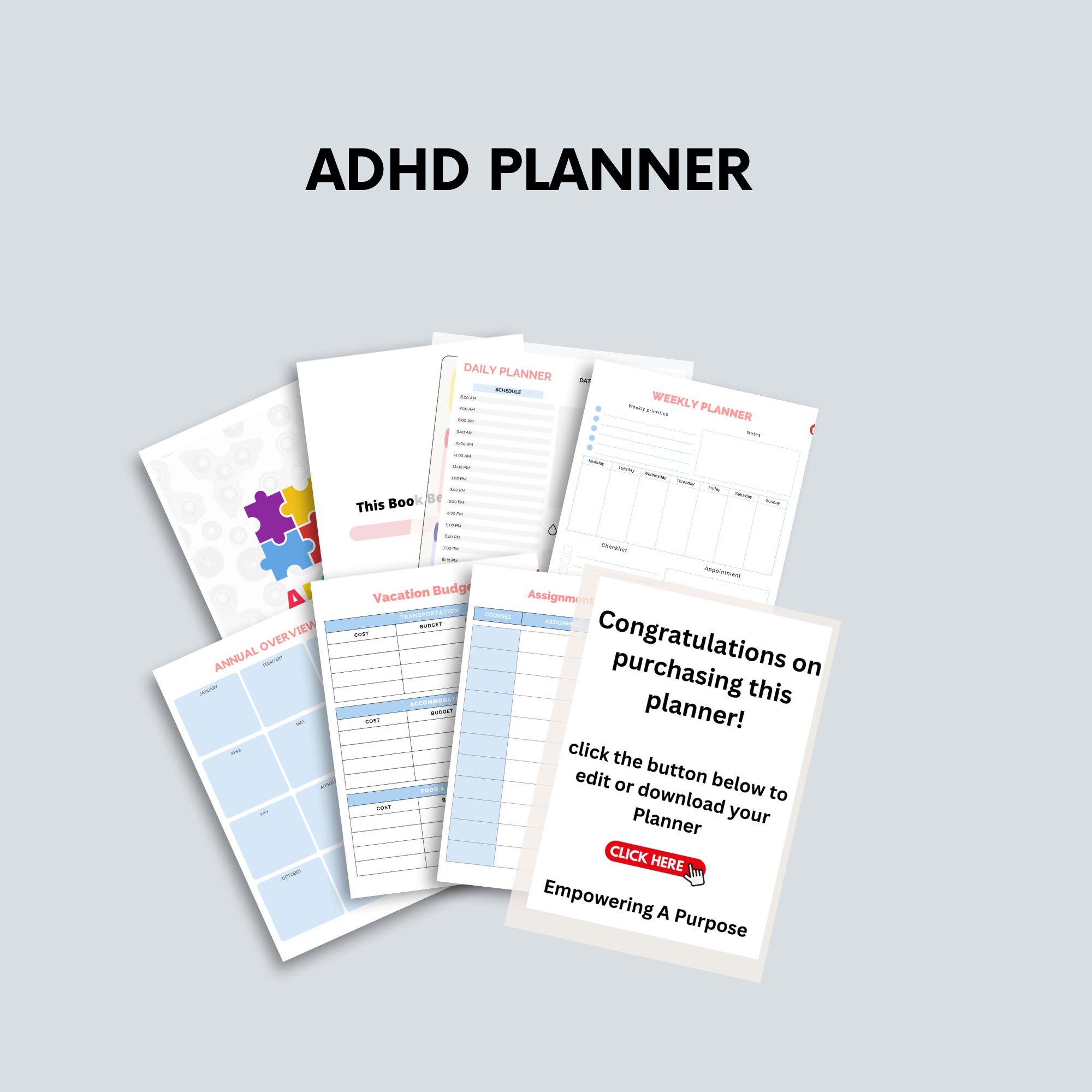 Editable Adhd Planner Adhd Goal Setting Adhd Weekly Diary Adhd ...