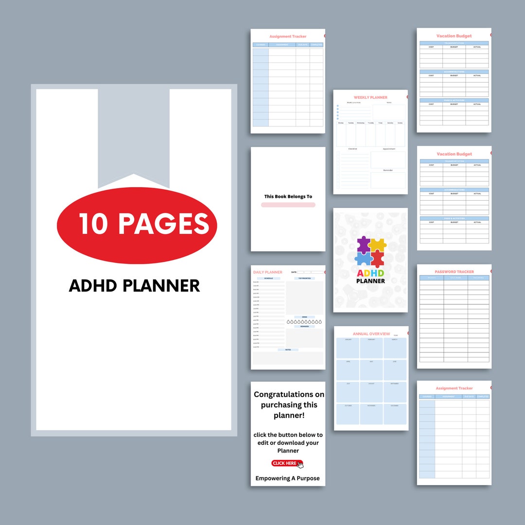 Editable Adhd Planner Adhd Goal Setting Adhd Weekly Diary Adhd ...
