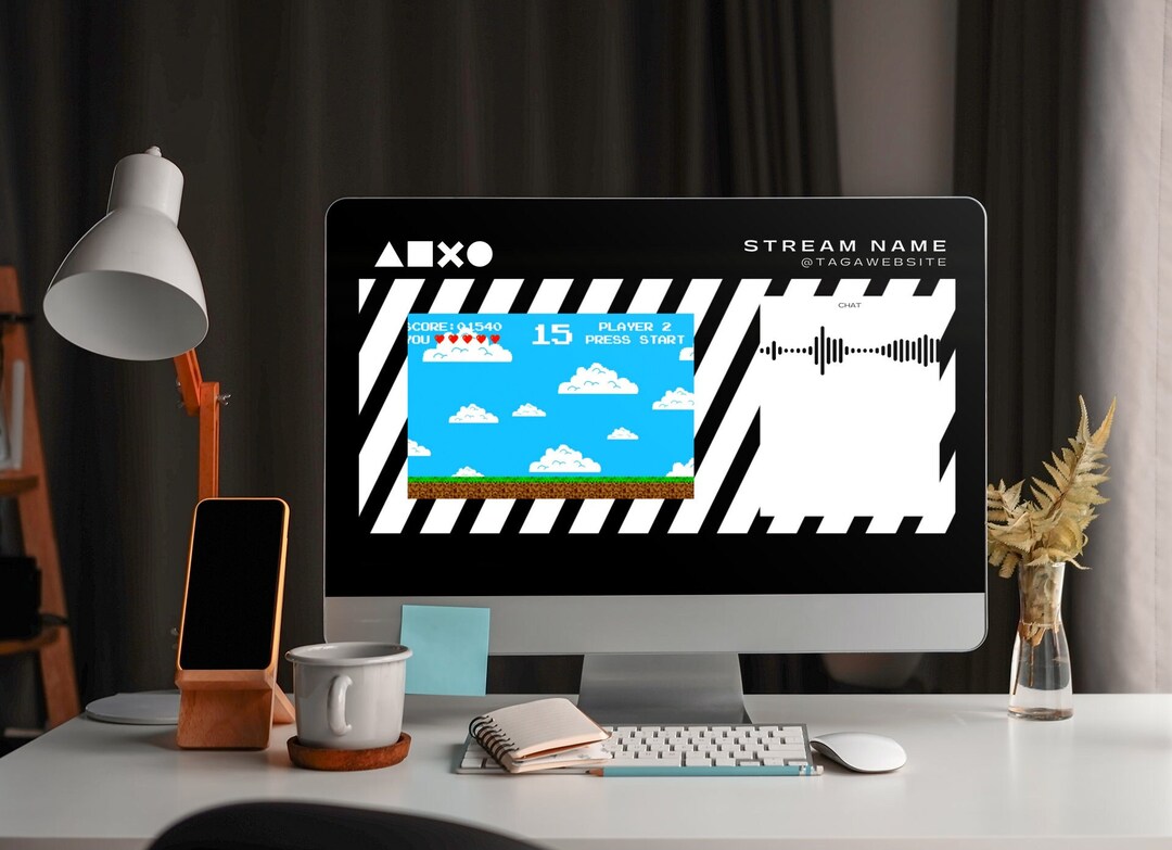 Animated Black and White Stream Overlay, Twitch Overlay, Customizable ...