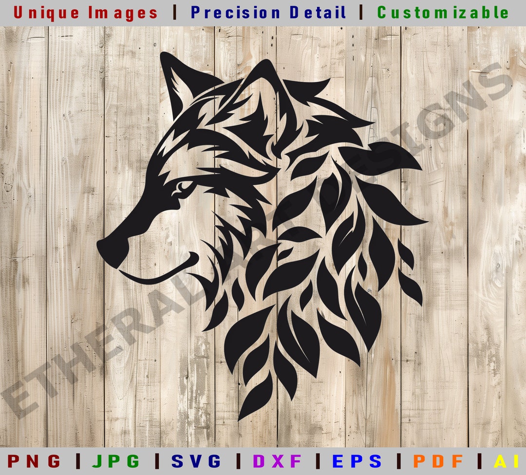 Leafy Wolf SVG | Canadian Native Art | Cricut Cut File | CNC DXF ...
