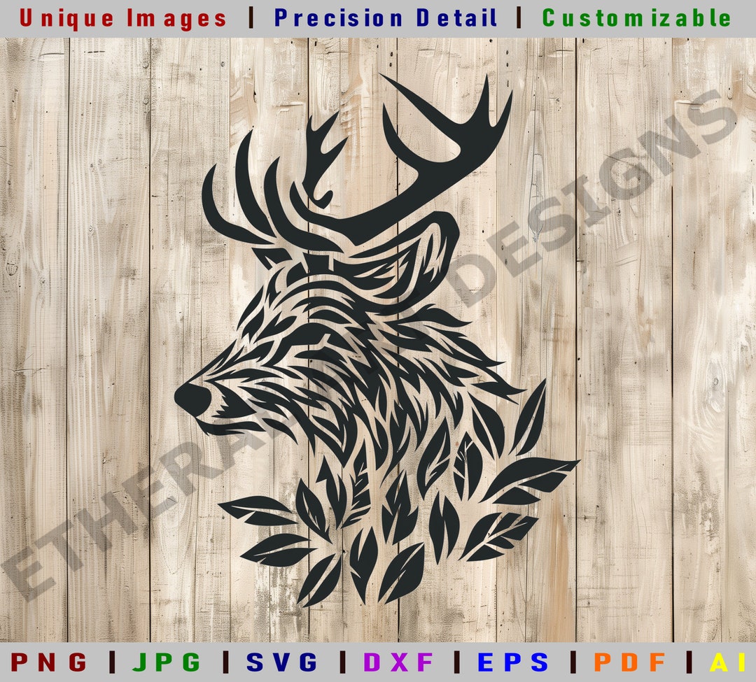 Leafy Stag SVG | Canadian Alaskan Native Art | Cricut Cut File | CNC ...
