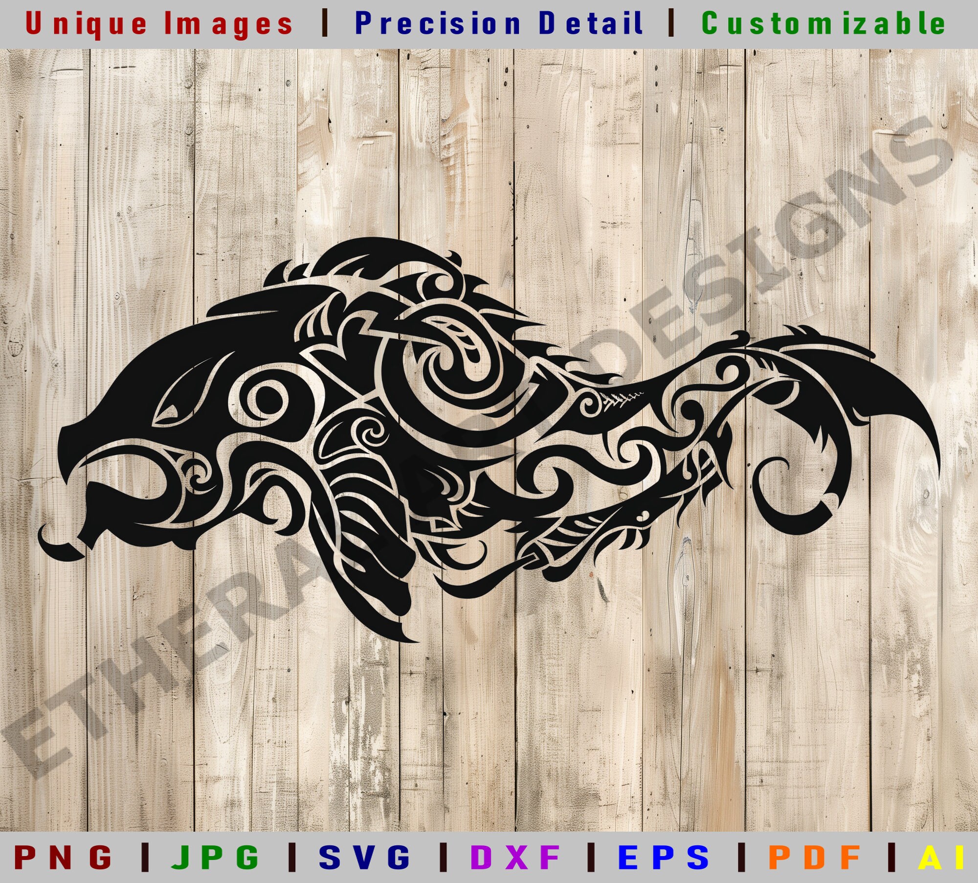 Mythical Taniwha SVG | Maori Native Art | Cricut Cut File | CNC DXF ...