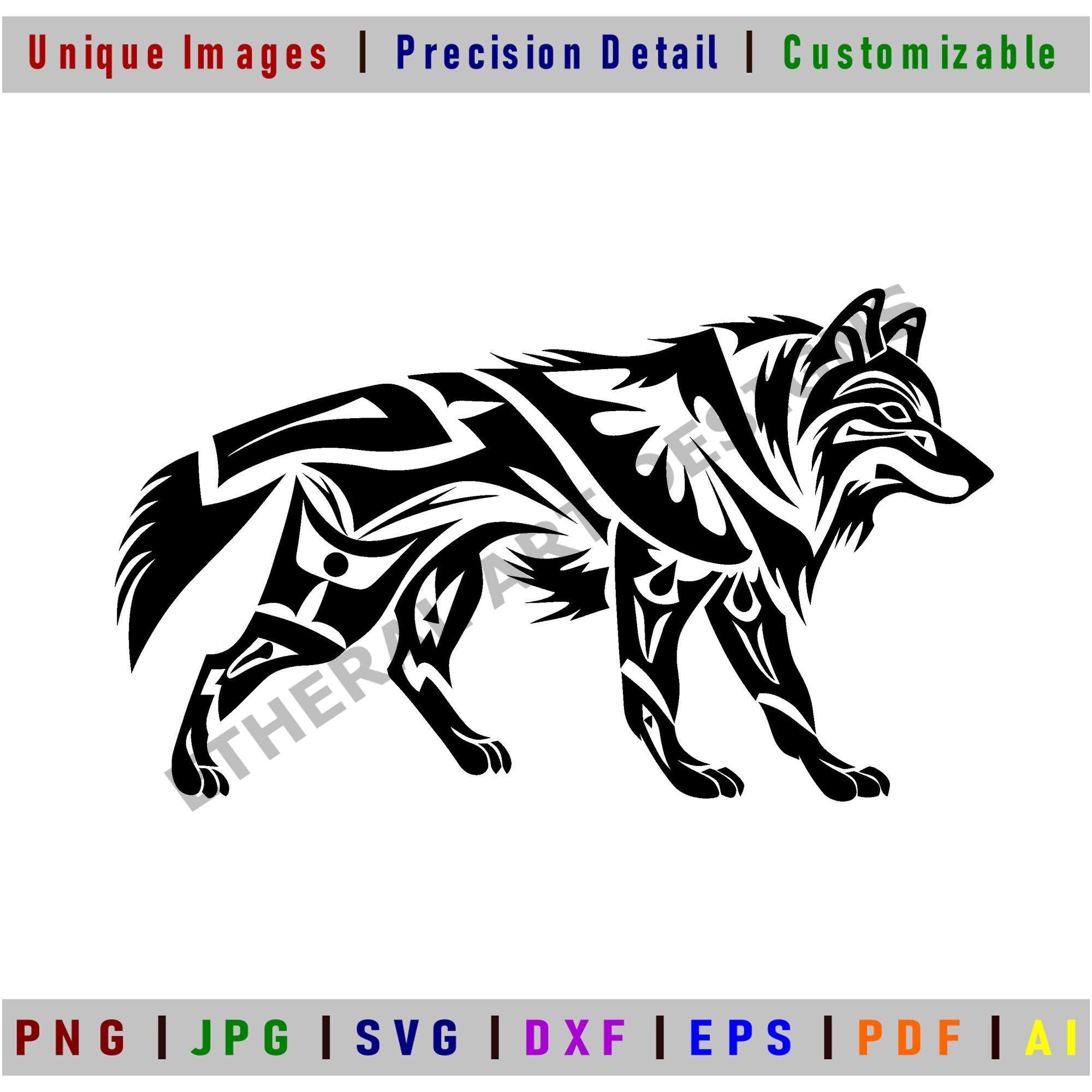 Wolf SVG Wolf DXF Inuit Art Alaskan Native Art Cricut Cut File Digital ...