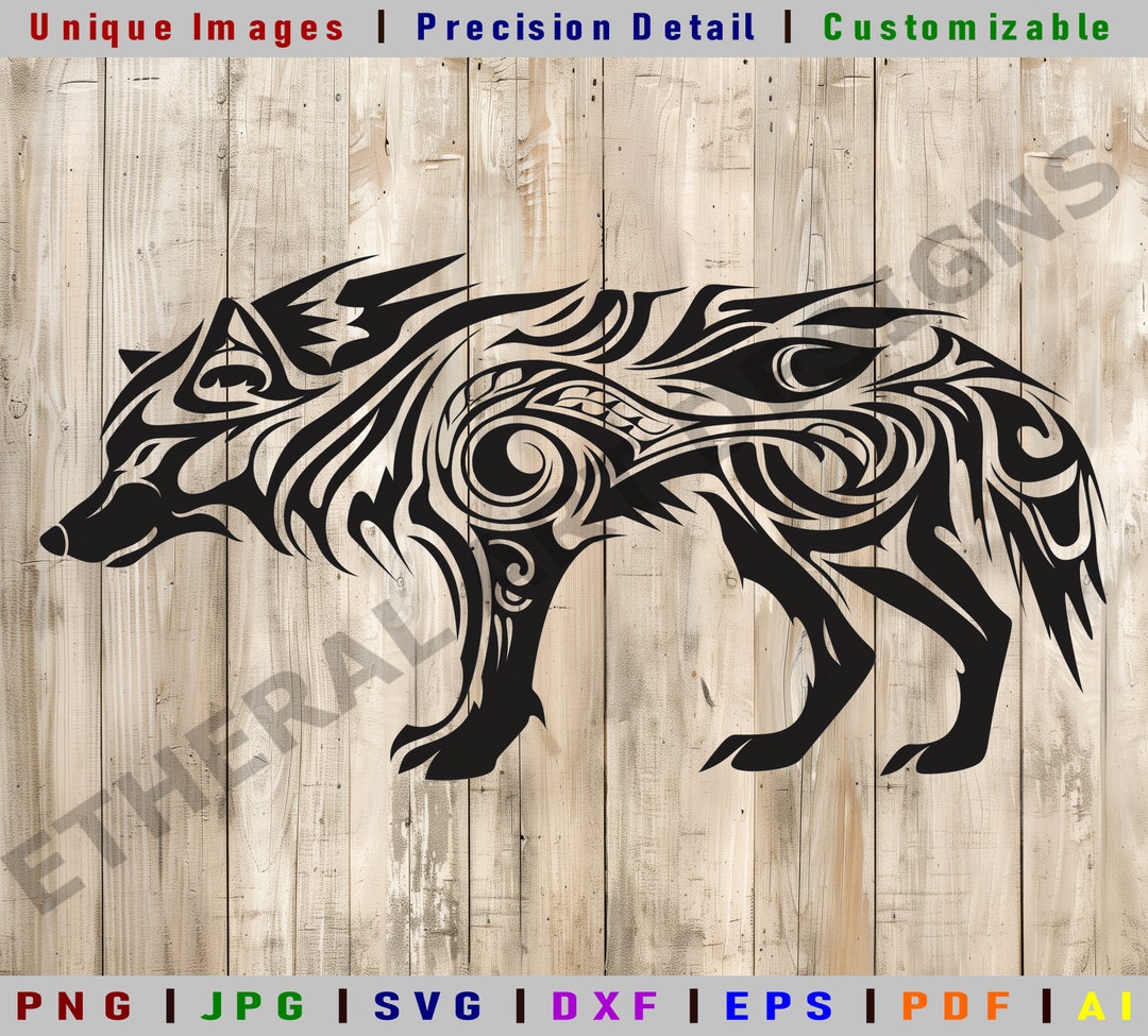 Native Wolf SVG | Canadian Native Art | Cricut Cut File | CNC DXF ...