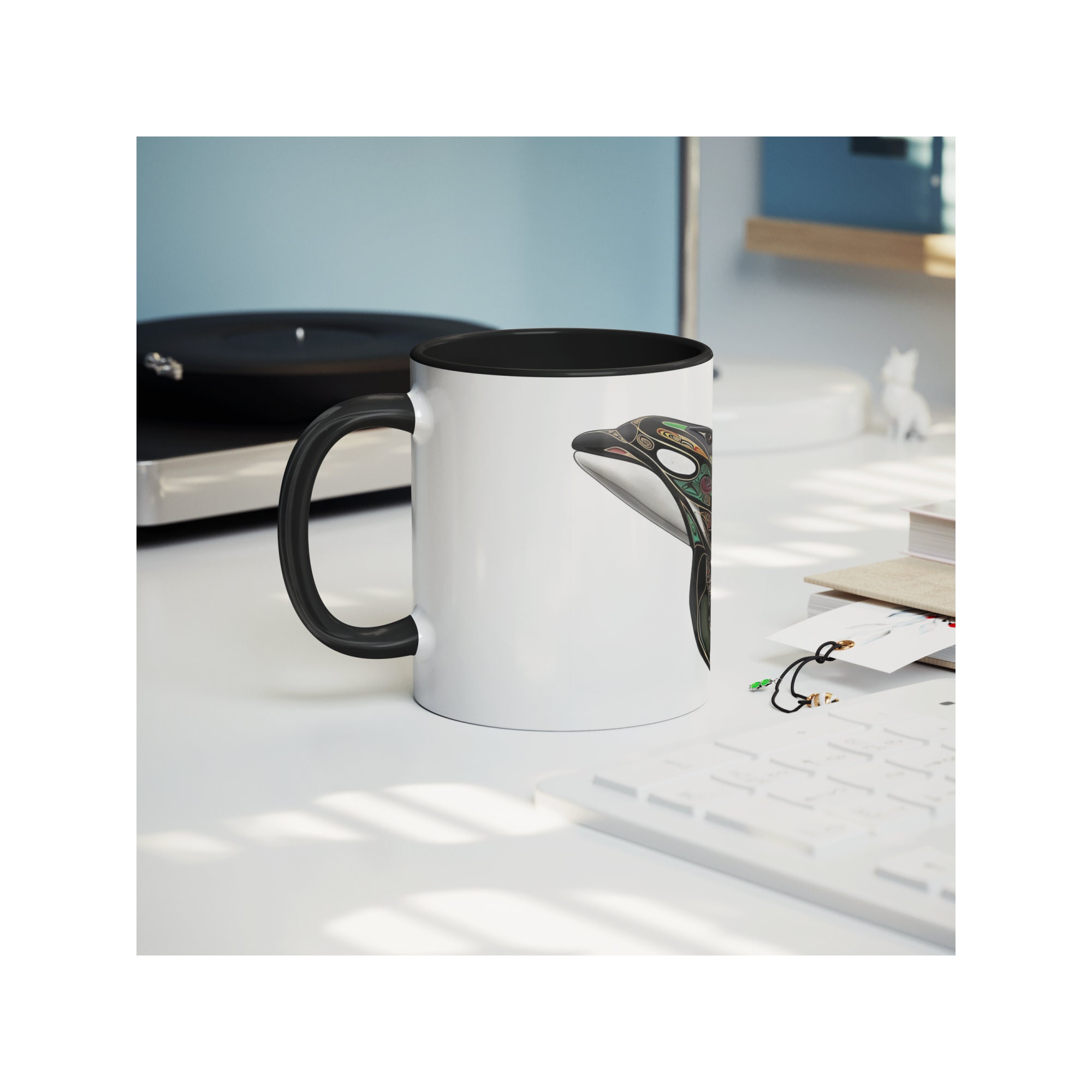 Haida Orca Ceramic 11oz Mug | Black Enamel Interior | Native Art ...