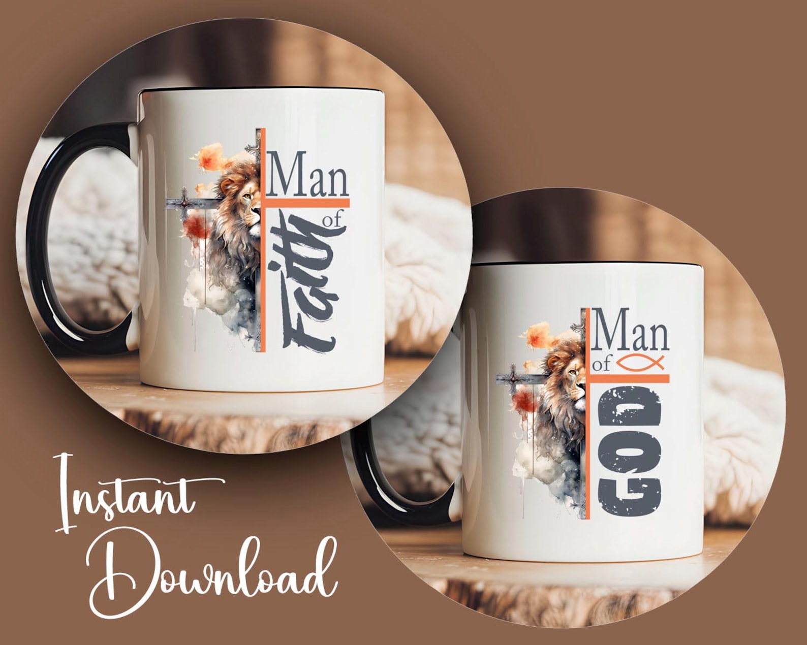 Man of God Mug and Man of Faith 11 Oz & 15 Oz Mug Wraps, Christian Man ...