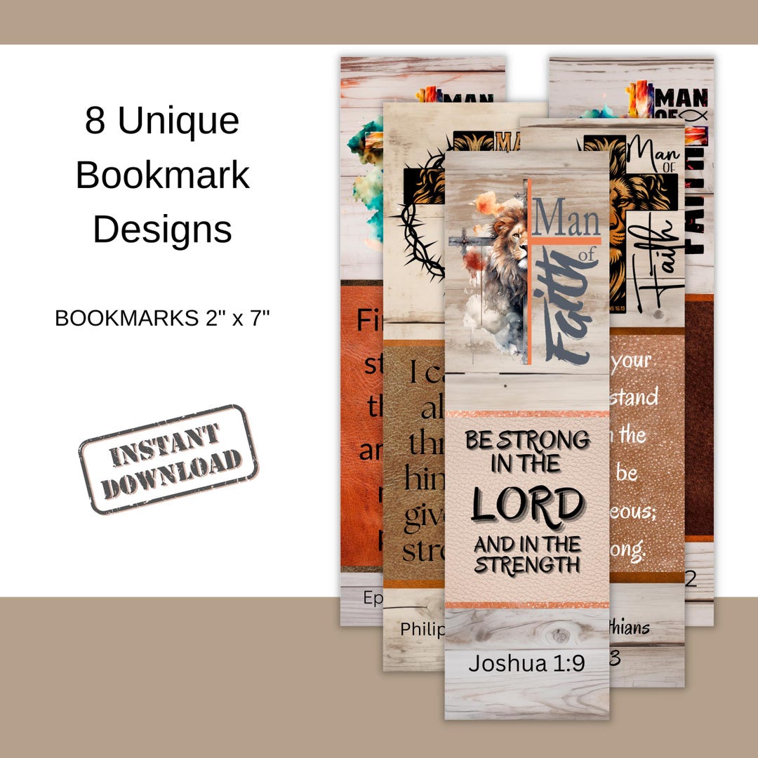 Man of Faith Bookmarks, Christian Gift for Men, Digital Printable PNG ...
