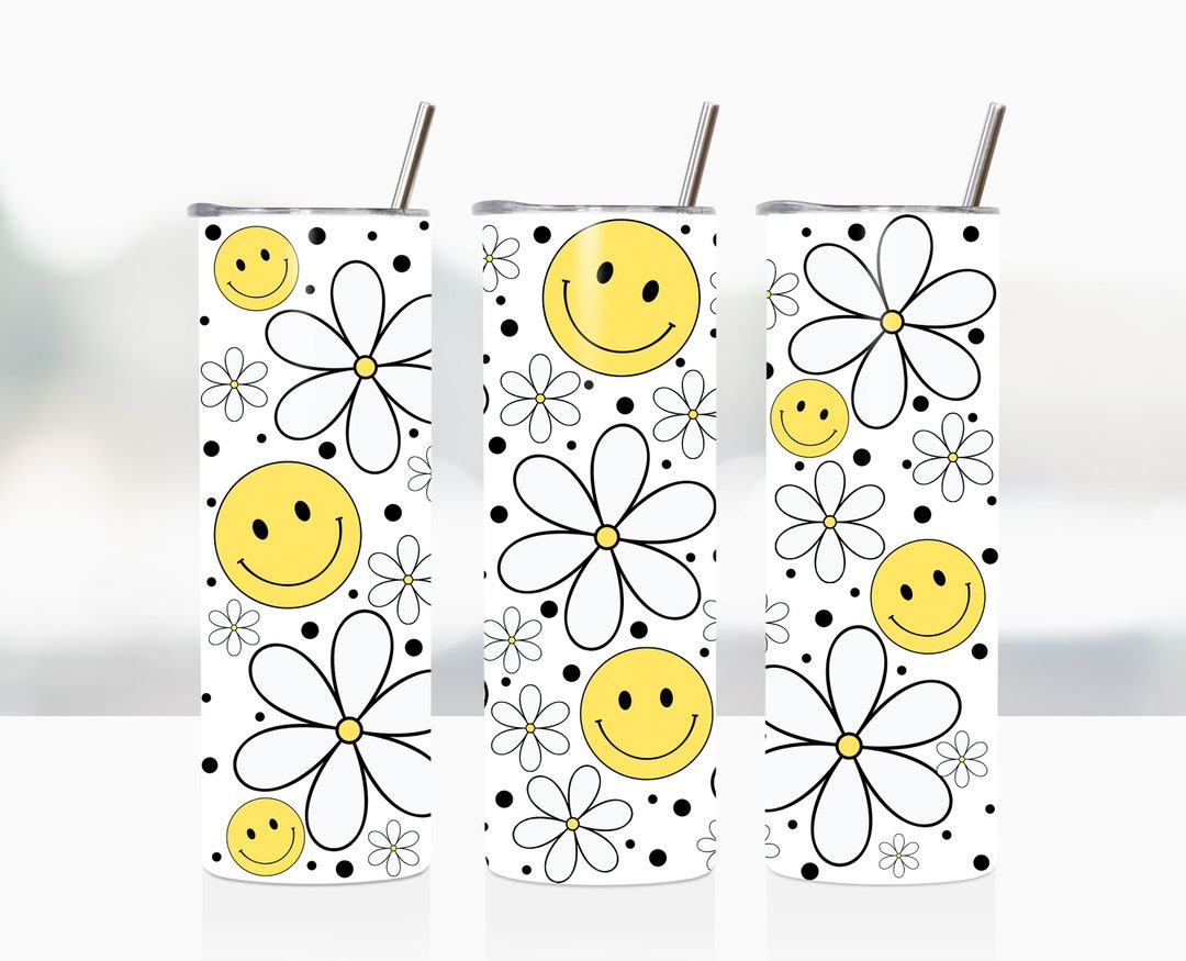 Retro Daisy Tumbler Wrap Smile Face Tumbler Wrap Retro Smiley Face ...