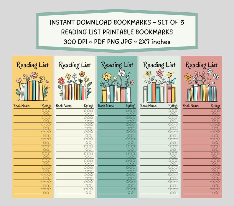Printable Book Tracker Bookmark | Reading List Printable | Book Log ...
