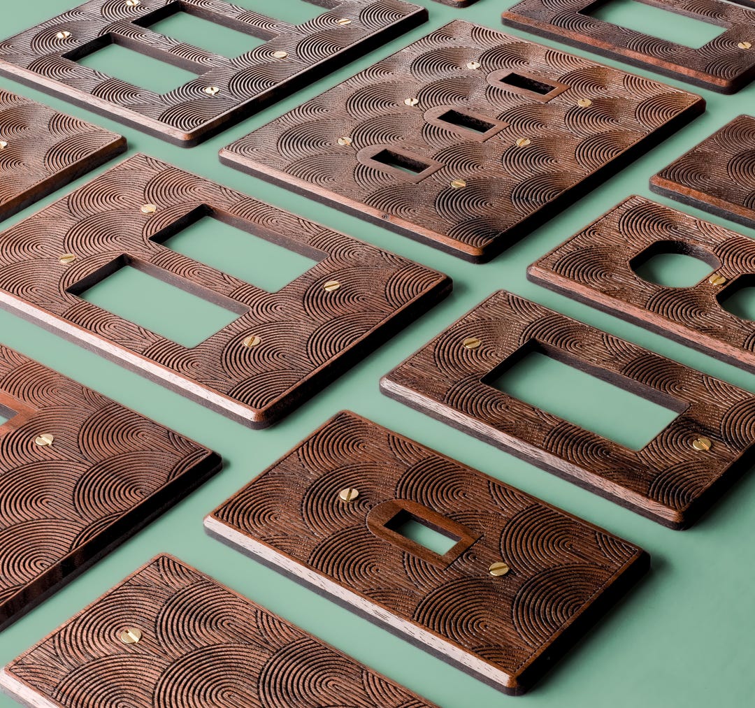 Customizable Boho Walnut Wood Light Switch Plate Cover and Wood ...