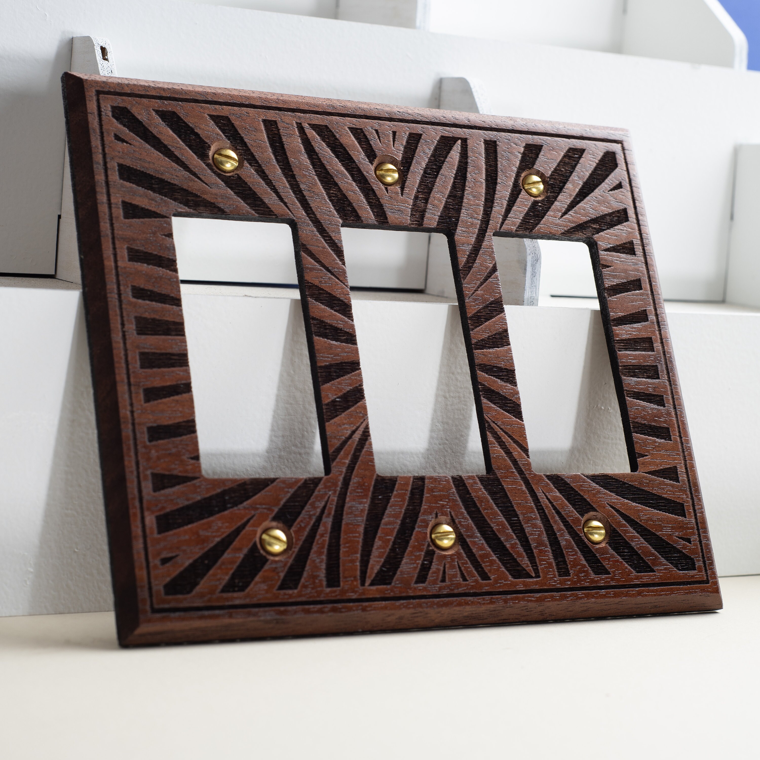 Customizable Leaf Pattern Walnut Light Switch Plate Cover for Natural ...