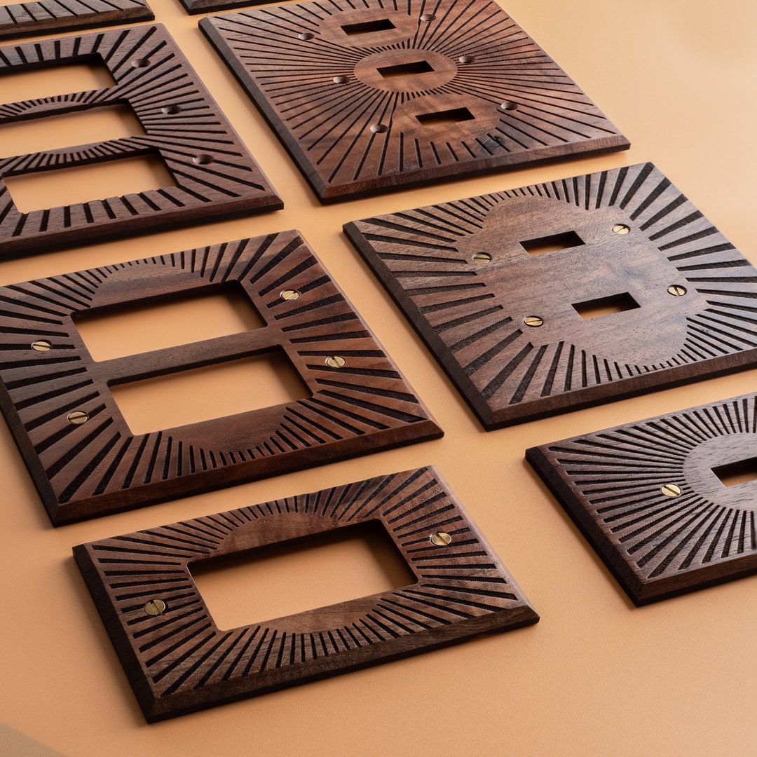 Customizable Walnut Light Switch Plate Cover for Wall Art Natural Wood ...