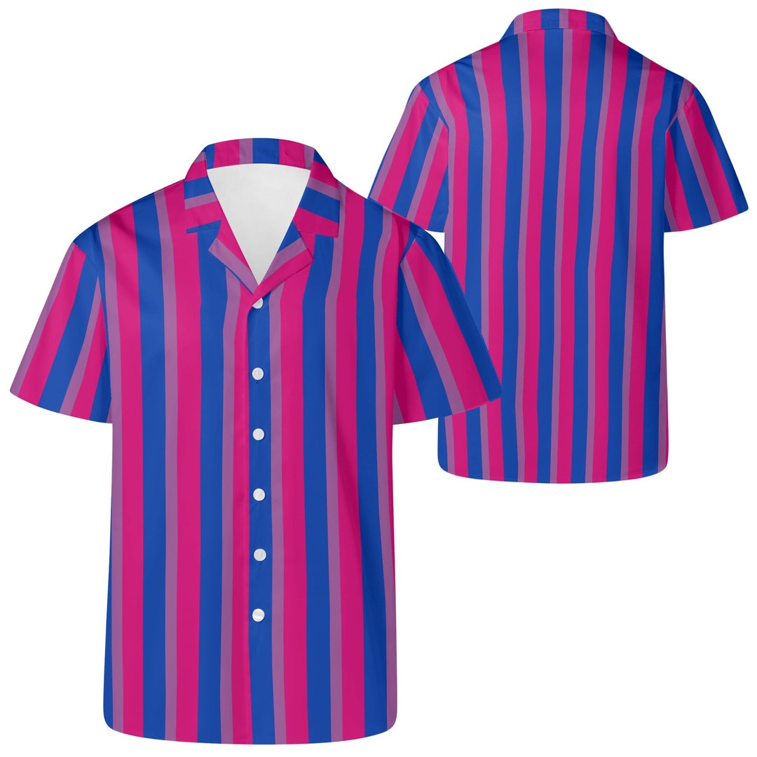 Bisexual Bold LGBTQ+ Vertical Stripe Shirt - Unisex Hawaiian Style ...