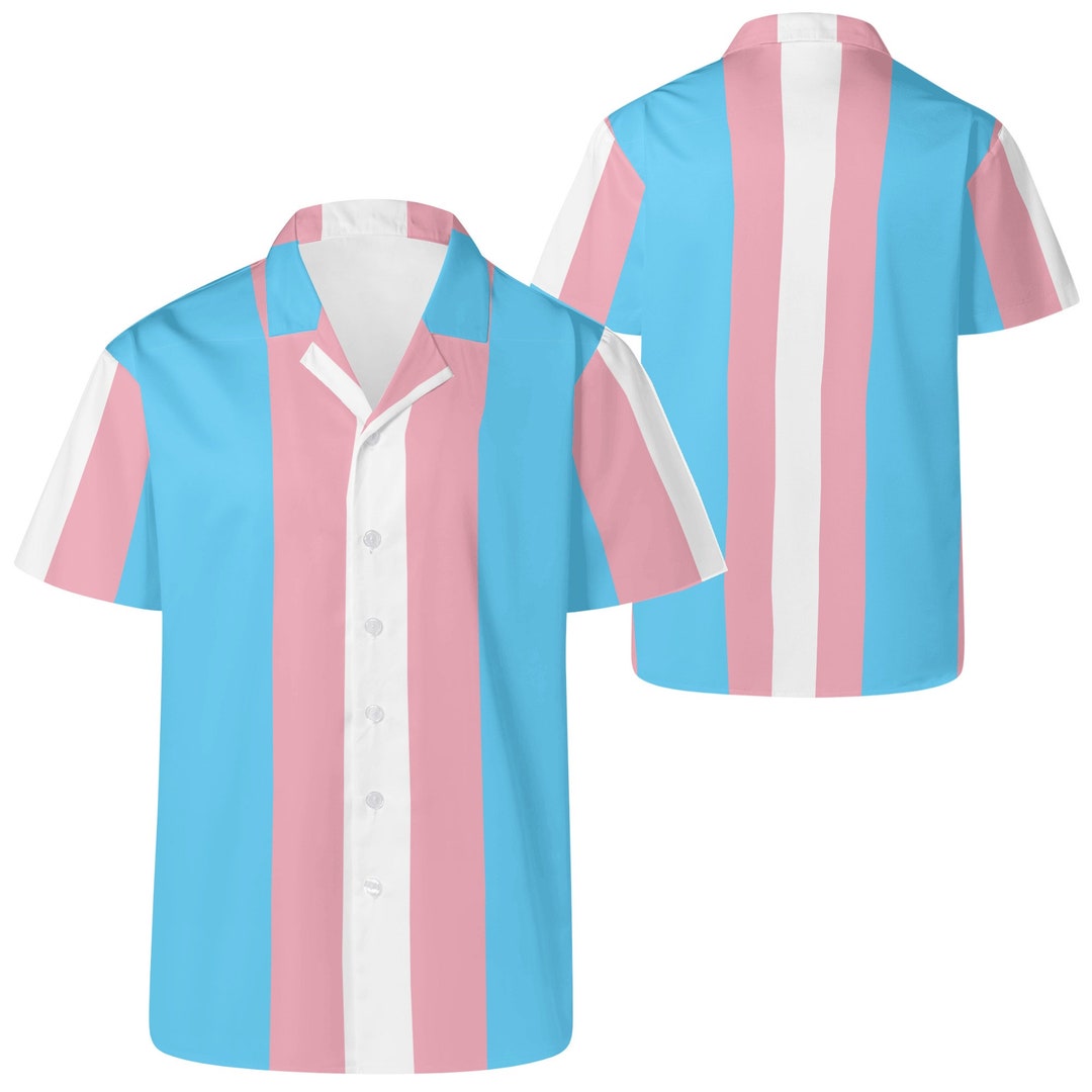 Transgender Bold LGBTQ+ Wide Vertical Stripe Shirt - Unisex Hawaiian ...