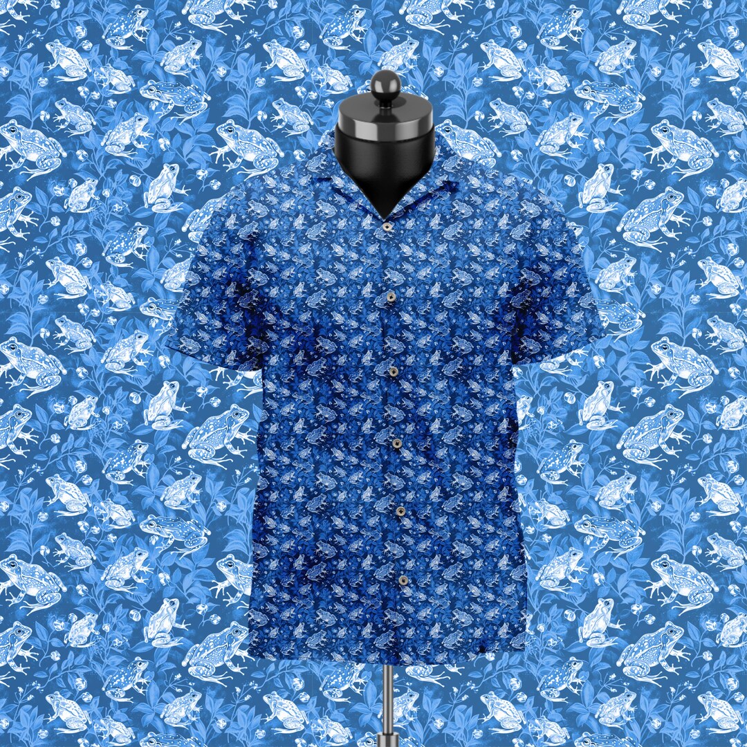 Blue Quirky Frog Toile Pattern Vintage Shirt, Fine China Inspired ...