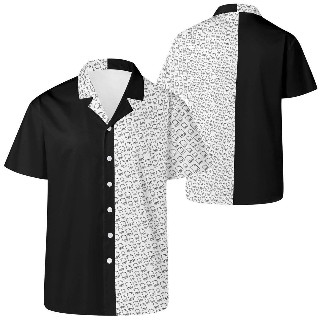 Hawaiian Shirt Business Casual - Two Tone Split Black & White Button Up ...