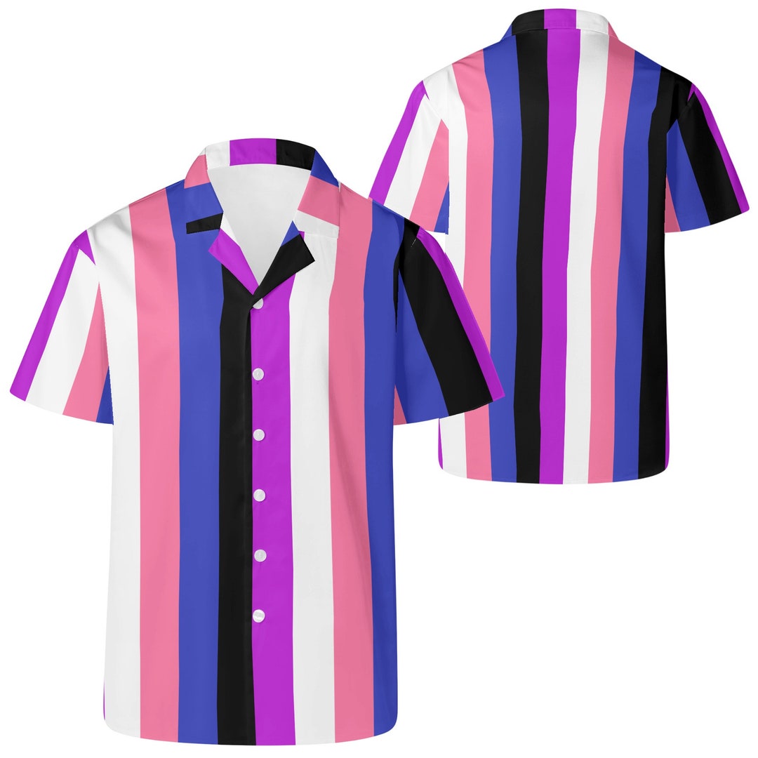Genderfluid Bold LGBTQ+ Wide Vertical Stripe Shirt - Unisex Hawaiian ...