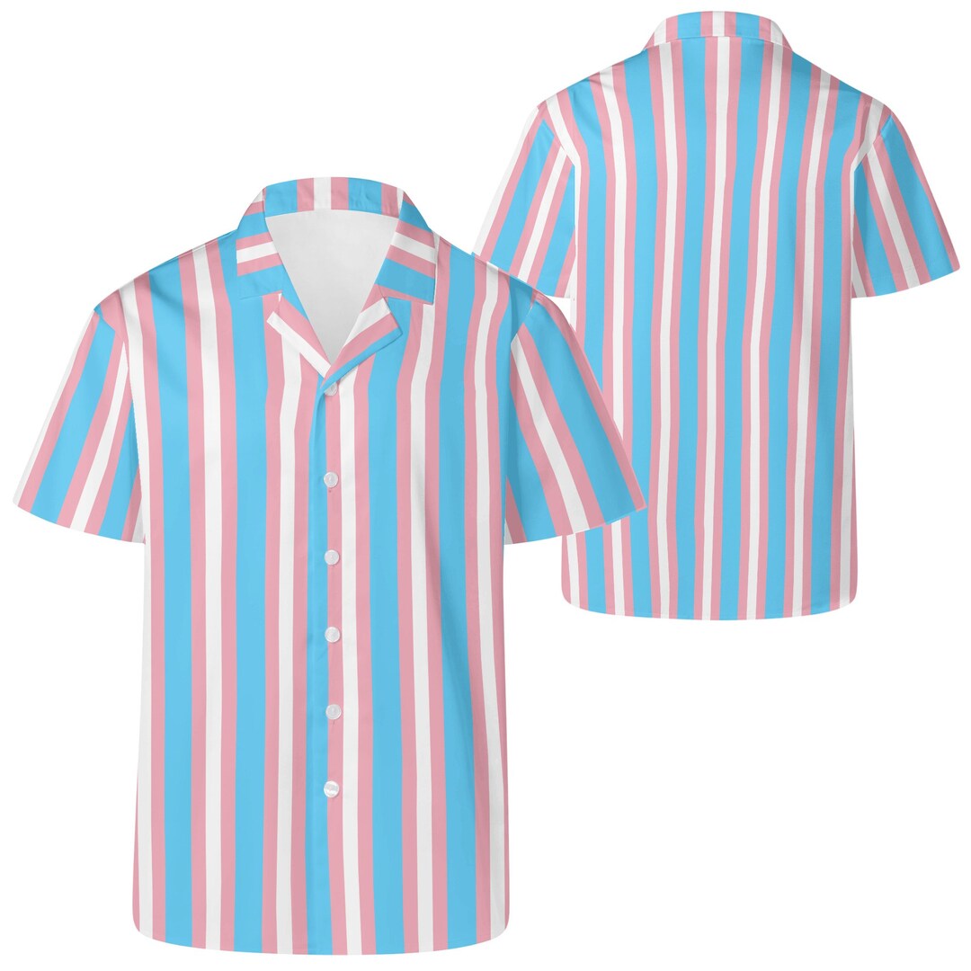 Transgender Bold LGBTQ+ Vertical Stripe Shirt - Unisex Hawaiian Style ...