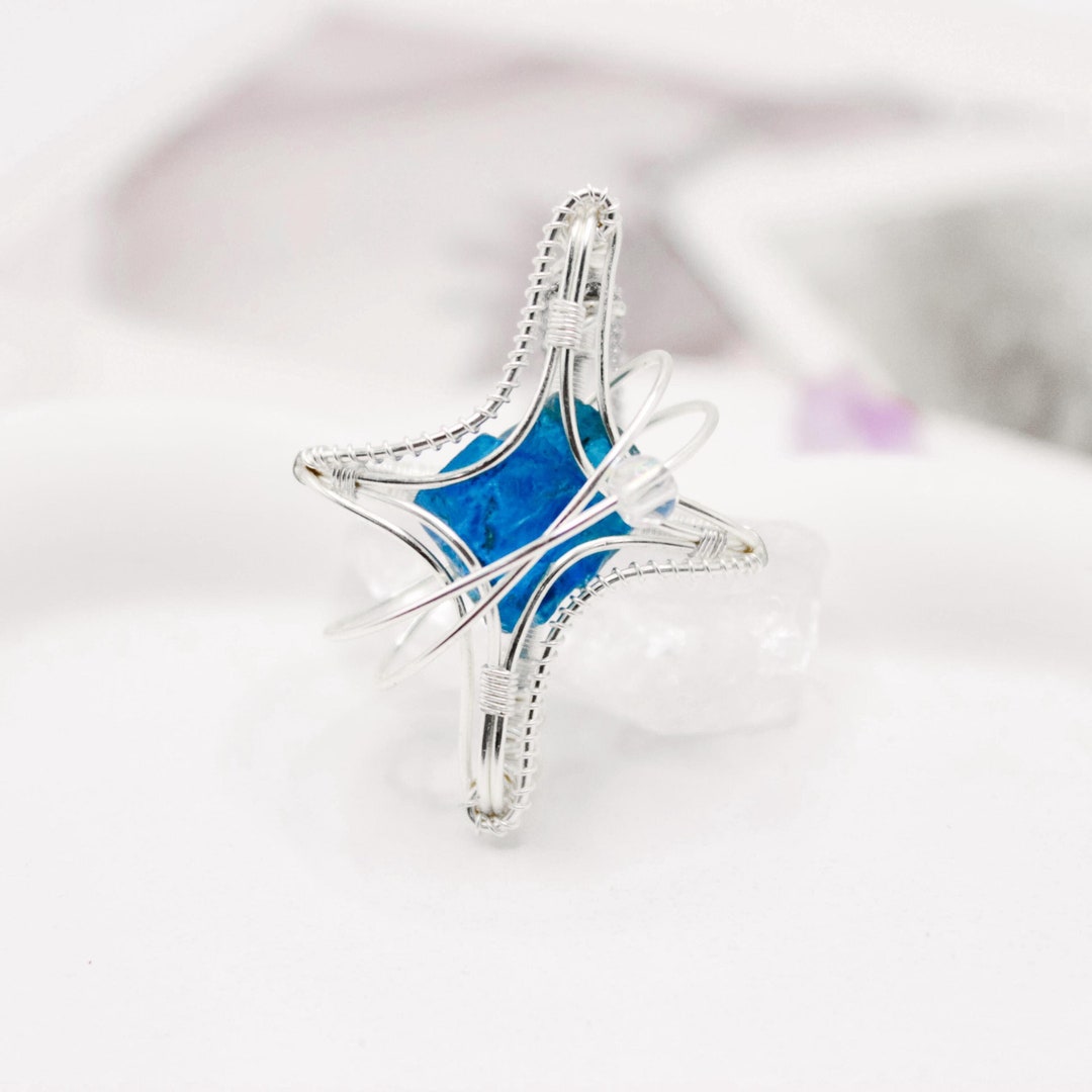 Vampire Blood Red Crystal Necklace, Blue Apatite Wire Wrapped Pendant ...