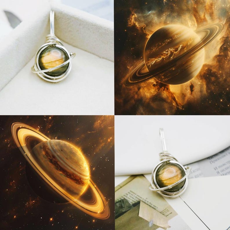 Gold Labradorite Saturn Planet Orb Necklace, Natural Labradorite Wire ...