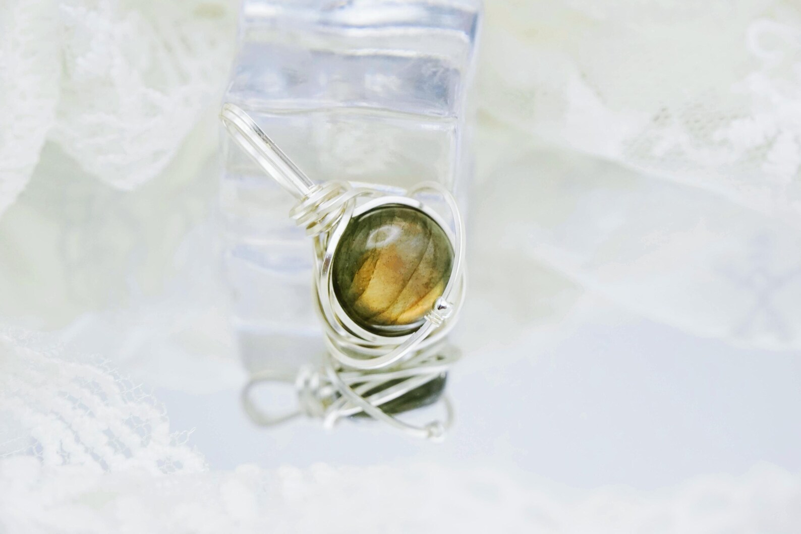 Gold Labradorite Saturn Planet Orb Necklace, Natural Labradorite Wire ...