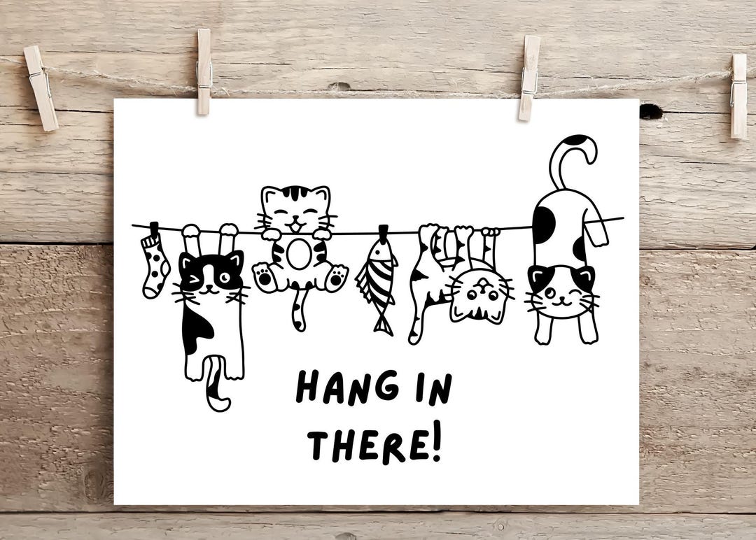 Hang in There Get Well Soon Card Printable With Cats - Etsy