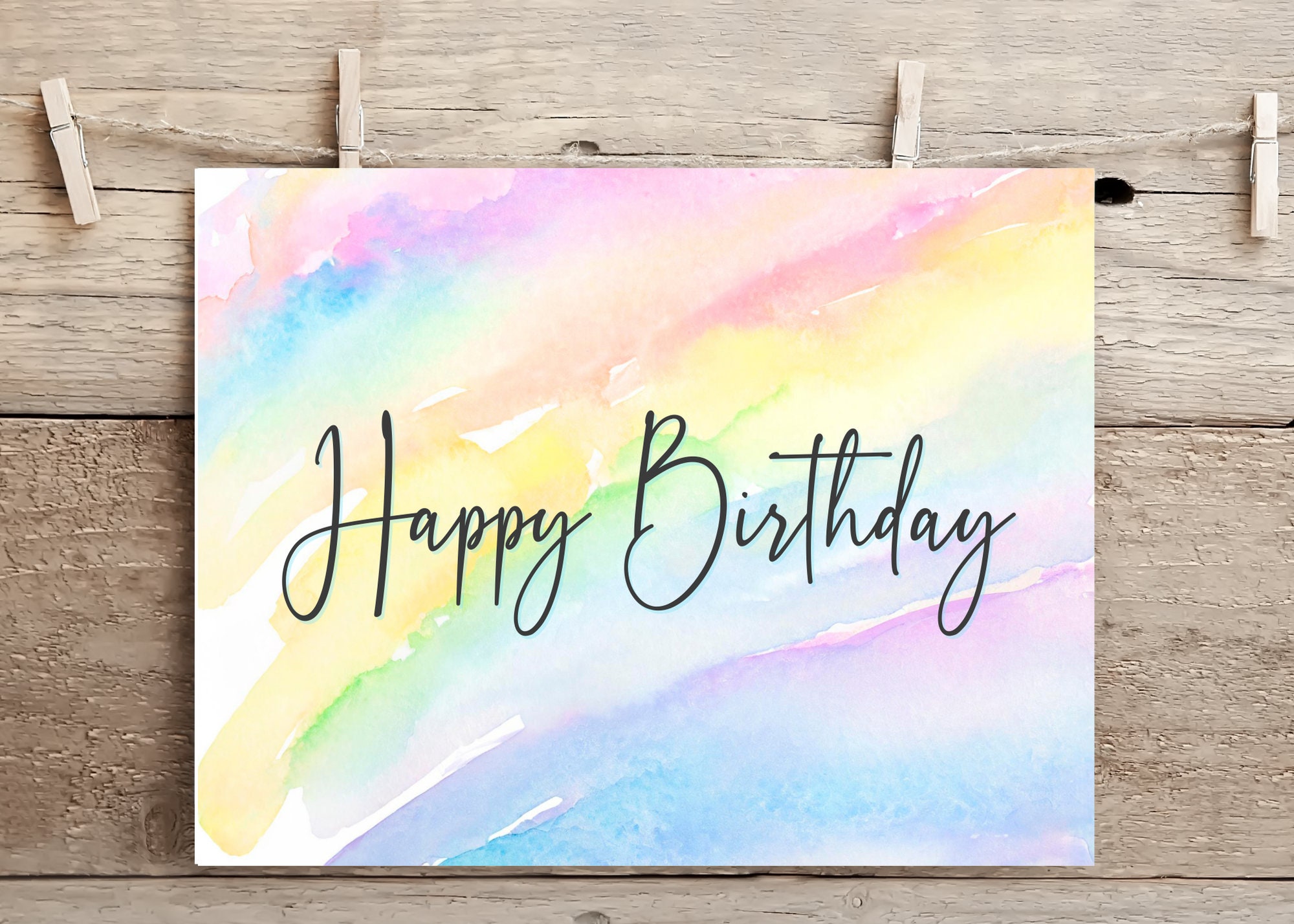 Happy Birthday Rainbow Card Printable - Etsy