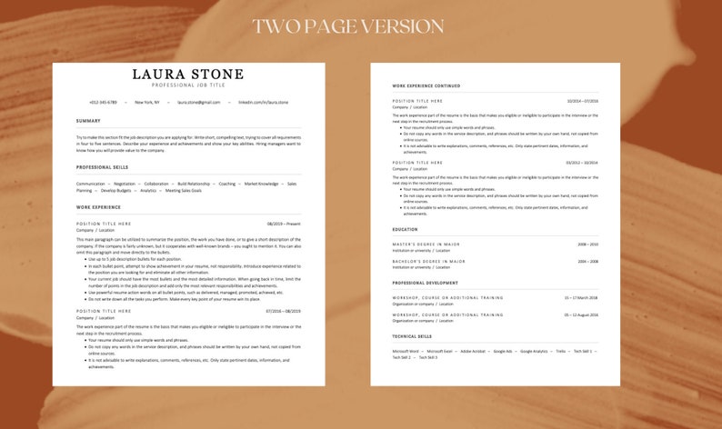 Clean Modern Resume Template 4 Page | CV Template + Cover Letter ...