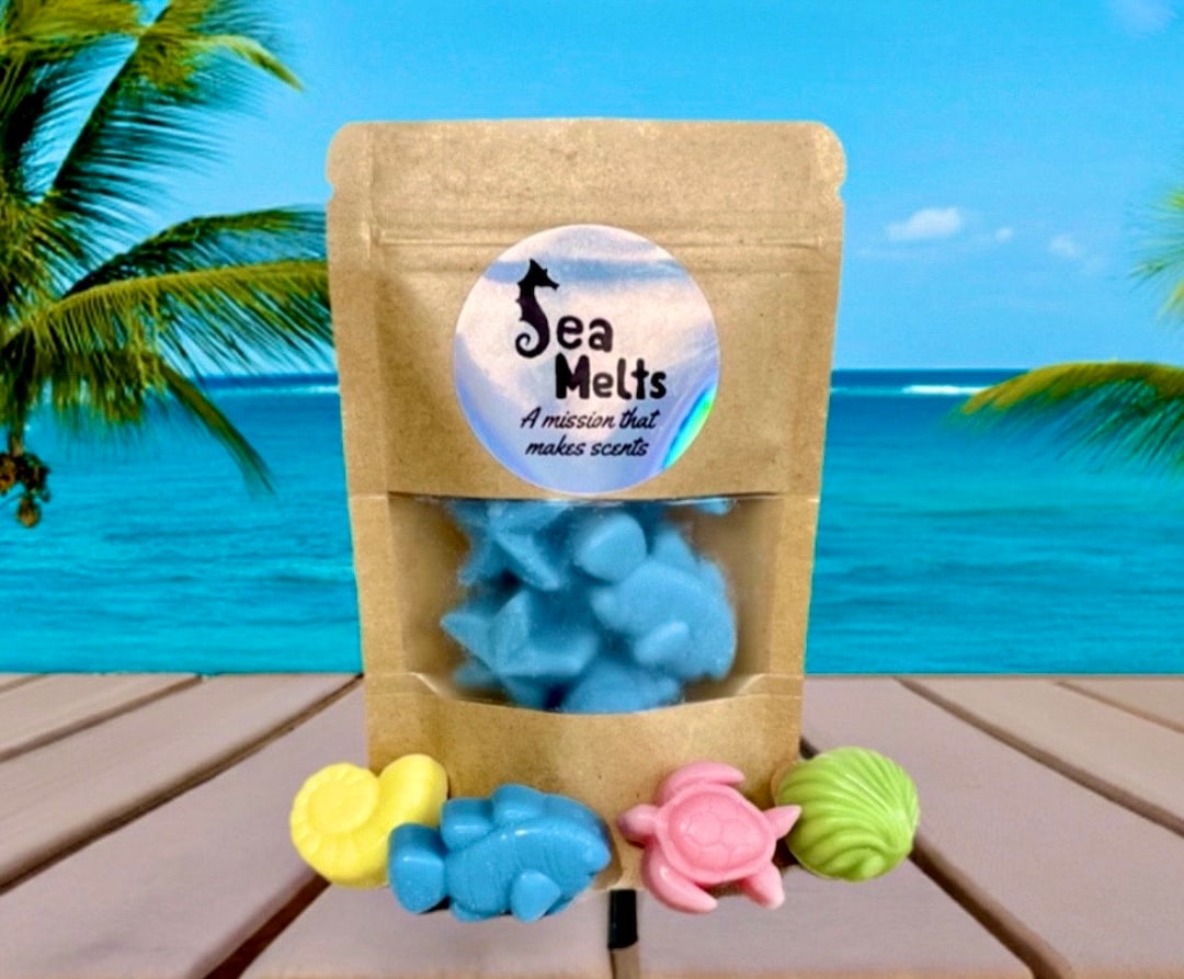 Beach Scented Wax Melts • Tropical Ocean Shapes, Hand-poured • Eco ...