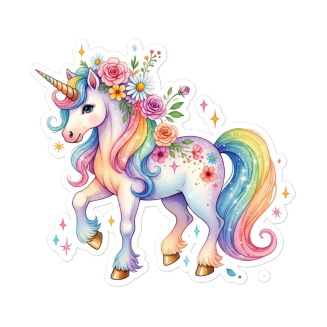 Rainbow Unicorn Sticker - Binders, Laptops, Notebooks, Lockers, Water ...