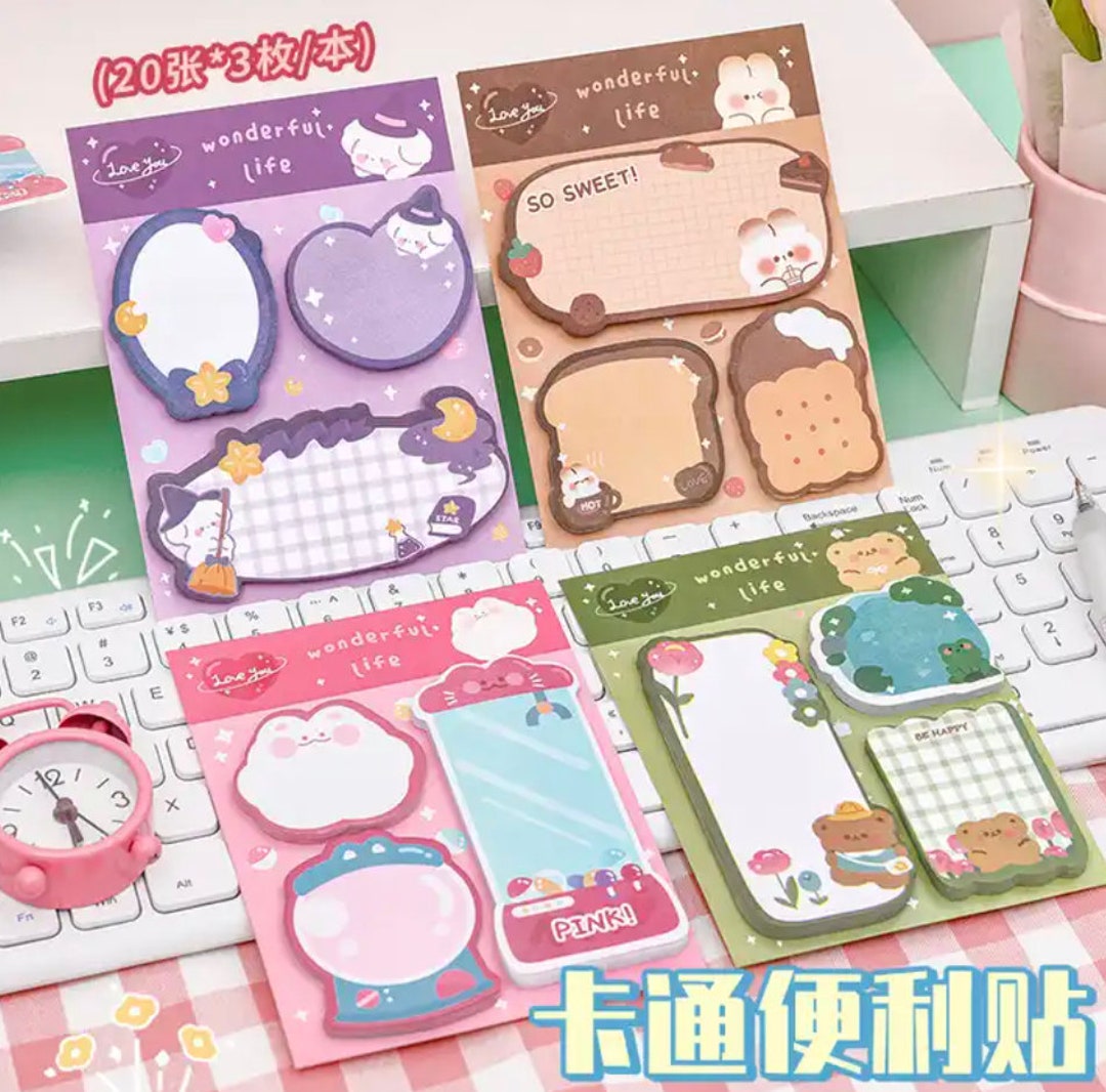 Cute Cartoon Sticky Notes Set | Memo Pad | Post It | Kawaii - Etsy