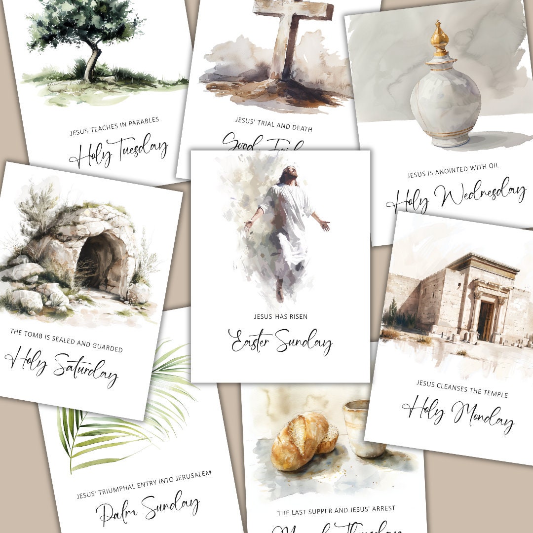 Holy Week Countdown Bible Holy Week Study Cards Christian Easter Advent ...
