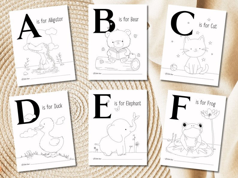 ABC Baby Shower Coloring Book, ABC Book, Animal Alphabet, Baby Shower ...