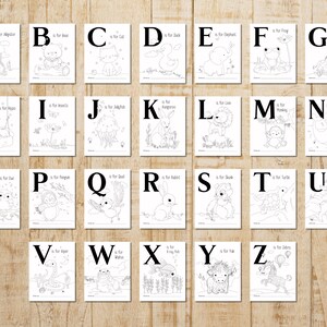 ABC Baby Shower Coloring Book, ABC Book, Animal Alphabet, Baby Shower ...