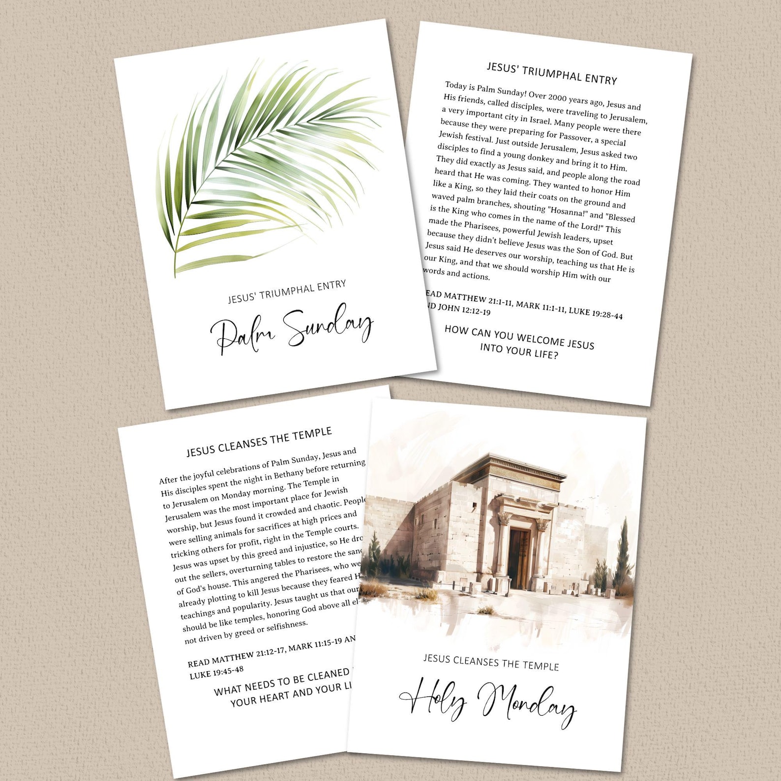 Holy Week Countdown | Bible Holy Week Study Cards | Christian Easter ...