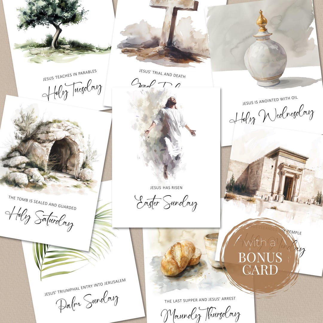 Holy Week Countdown Bible Holy Week Study Cards Christian Easter Advent ...