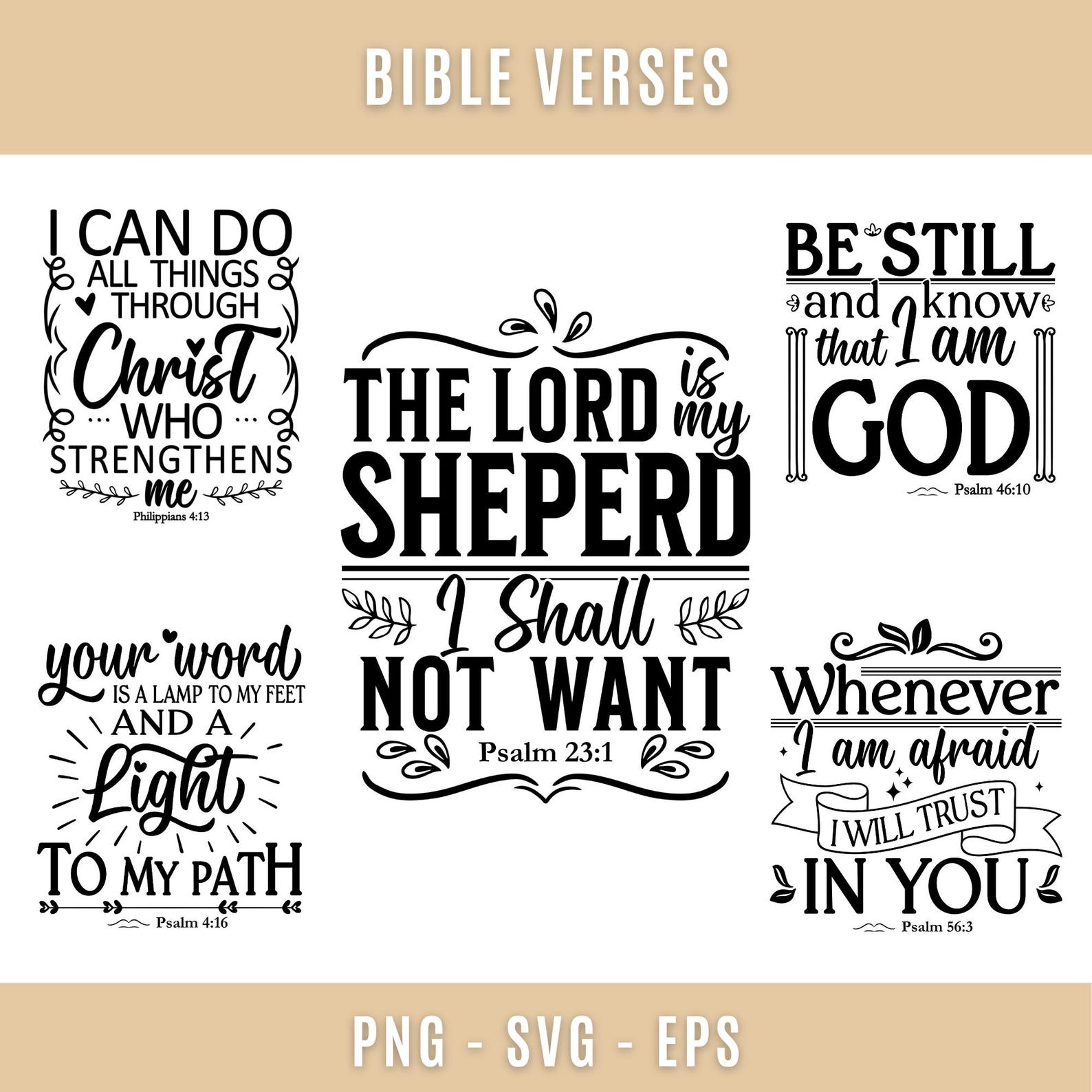 Bible Verse PNG SVG EPS Bundle, Christian Svg, Scripture Svg, Christian ...