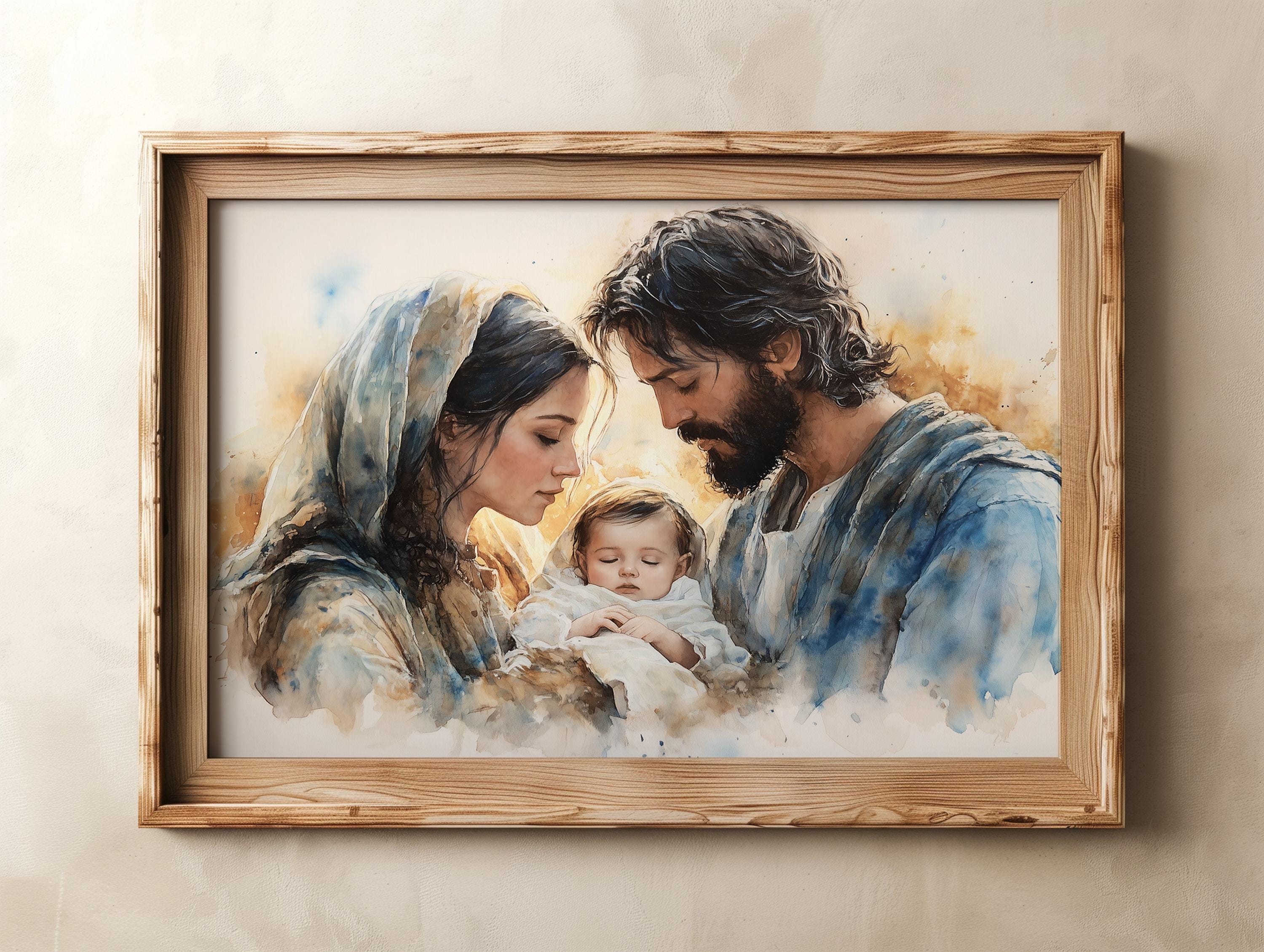Nativity Scene Watercolor | High-resolution Christian Décor | Printable ...