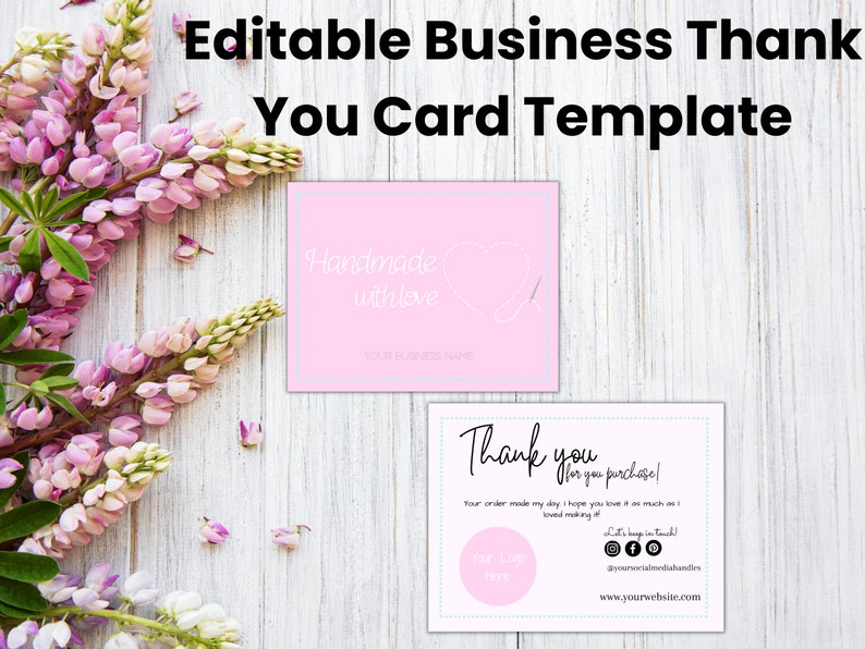 Editable Thank You Card Template for Business Thank You Card for Small ...